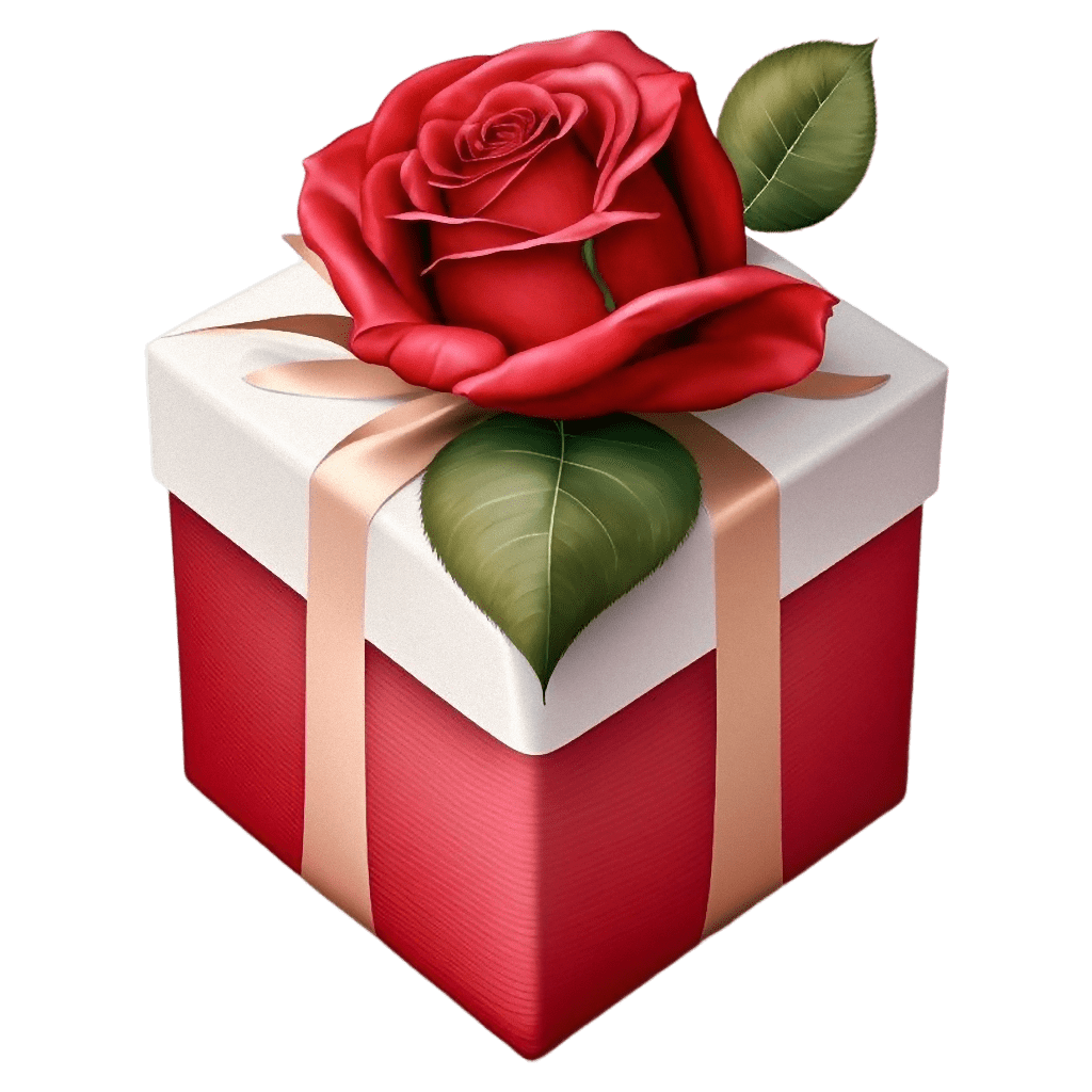 Red With Red Rose Gift Icon | Gift Iconset | Icon Archive